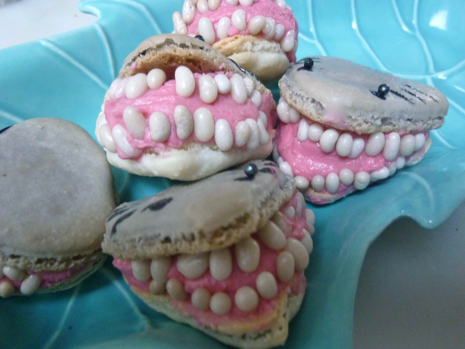 Great White Shark Macarons with Pink Sea Salt Caramel Filling for ...