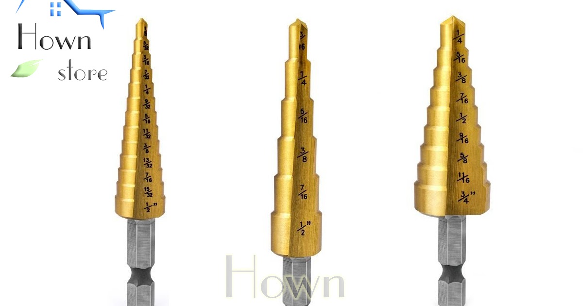 Titanium Step Drill Bit HSS Impact Ready Cone 2 Flute Spiral 1/4 inch ...