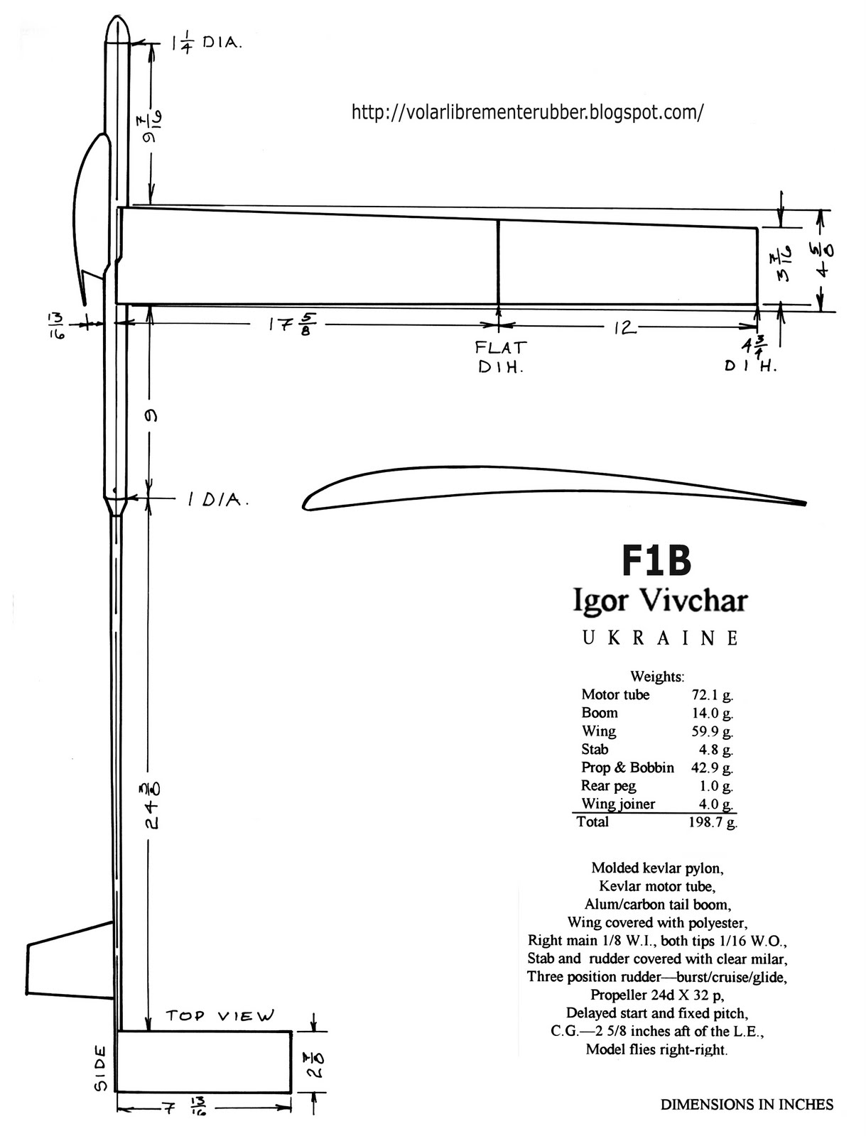 Volar Librememente Free Flight Rubber Models: F1B de Igor Vivchar. Ucrania