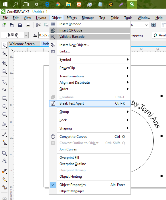Menggunakan "Fit text to Path" pada CorelDRAW X7 ~ Coastalicious