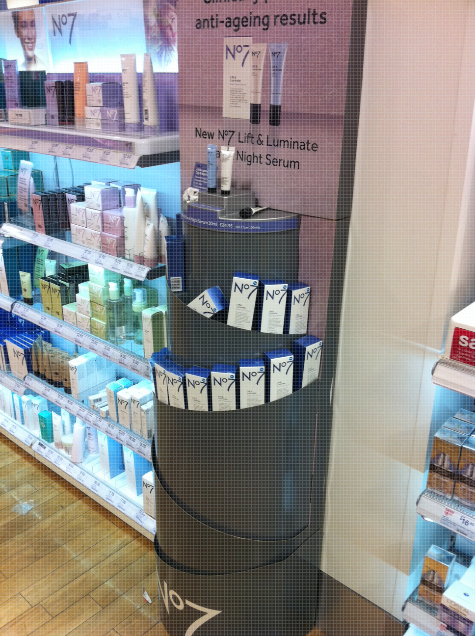 MESH IN-STORE INSPIRATION: Stands promoting new No7 cosmetics in Boots