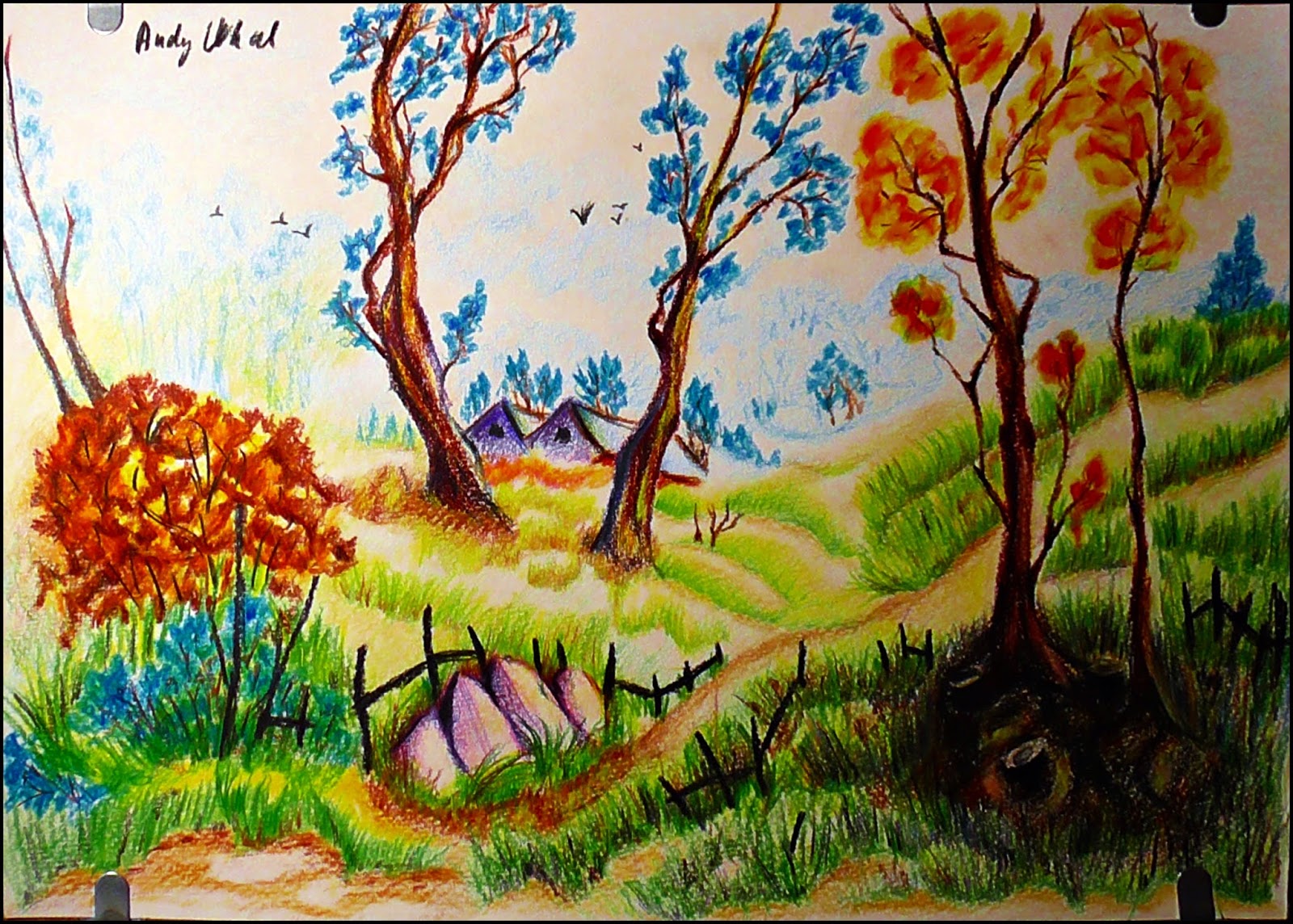 Andy Wheel: Tájkép #19 - színes természet (színes ceruza)