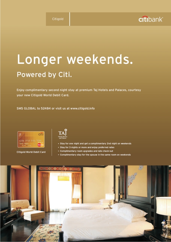WPC-India: Citigold World Debit Card Launch - Newspaper ads