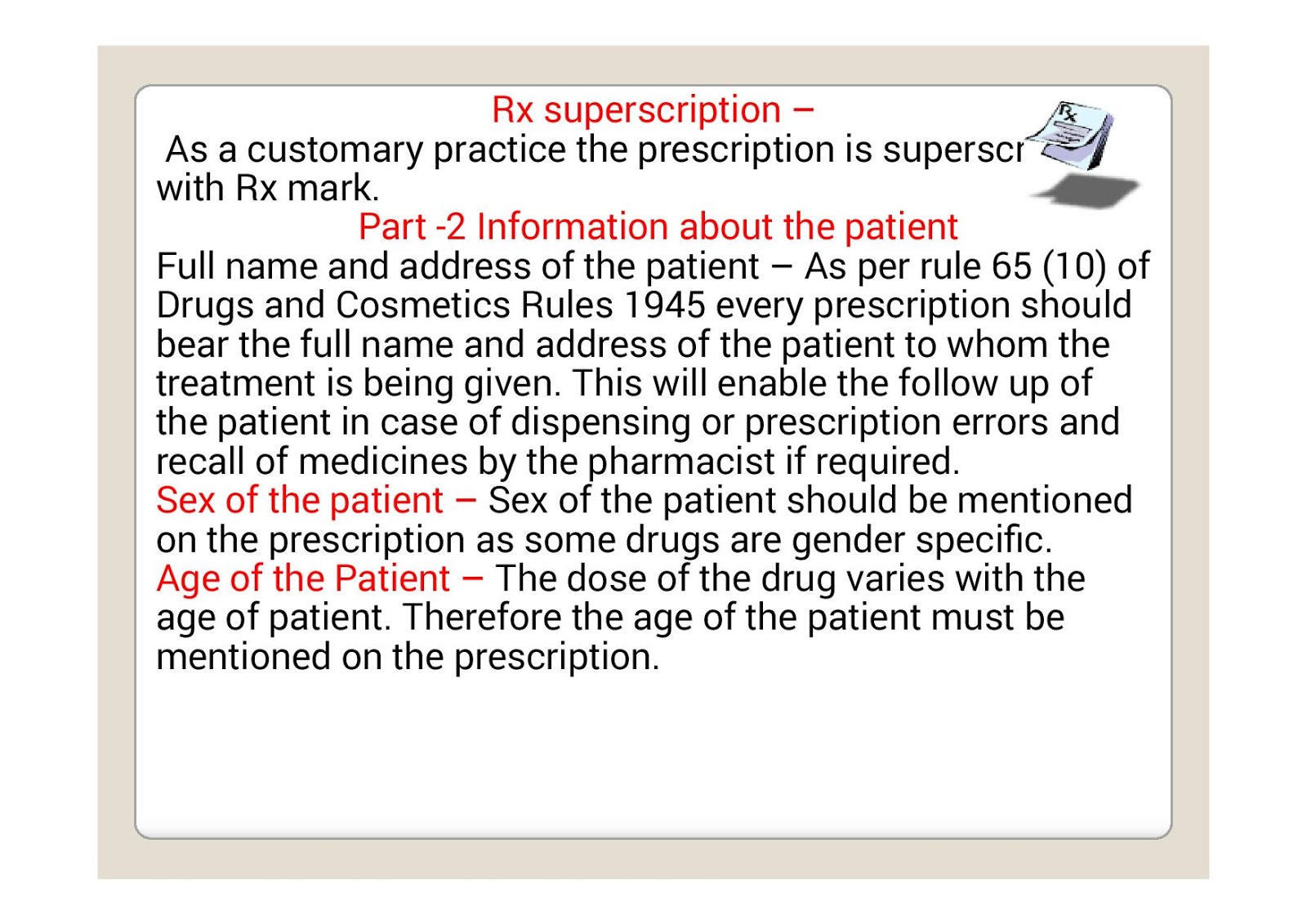 Dr Irshad: AN IDEAL PRESCRIPTION WRITING
