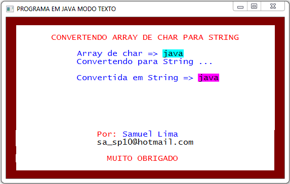 Samuel Lima - Programador C/C++/Java: Convertendo Array de char para String