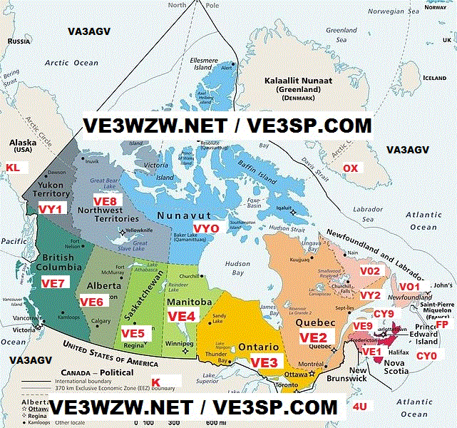 DMR-MARC Worldwide Net: Canada Call Sign Map