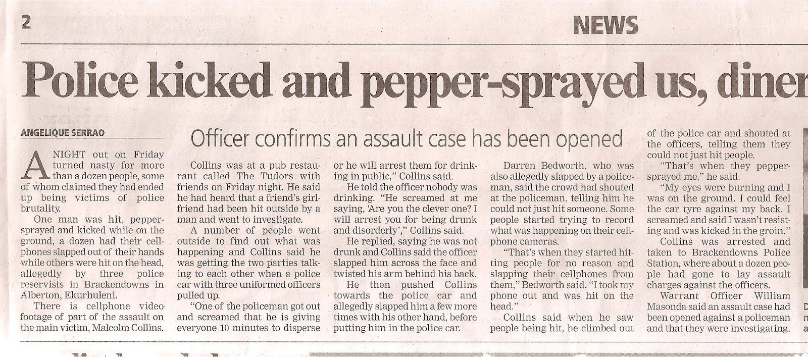 The Crimes of the South African Police Service: February 2012