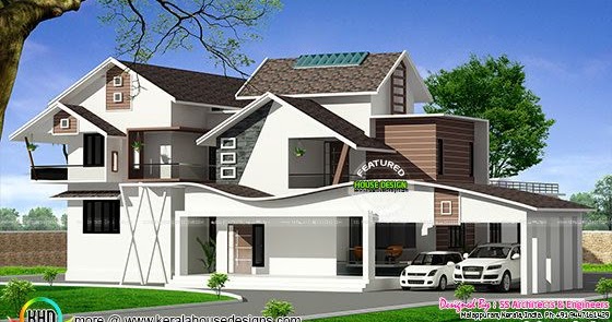 Wavy roof house plan - Kerala Home Design and Floor Plans - 9K+ Dream ...