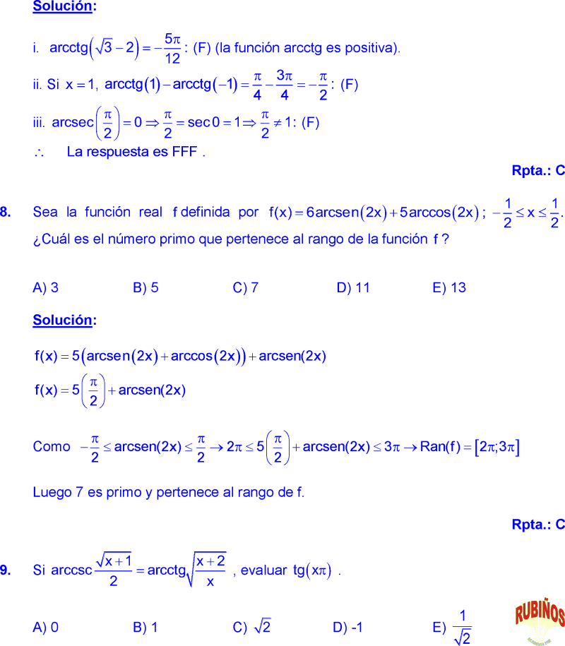 FUNCIONES TRIGONOMETRICAS INVERSAS EJEMPLOS Y EJERCICIOS RESUELTOS