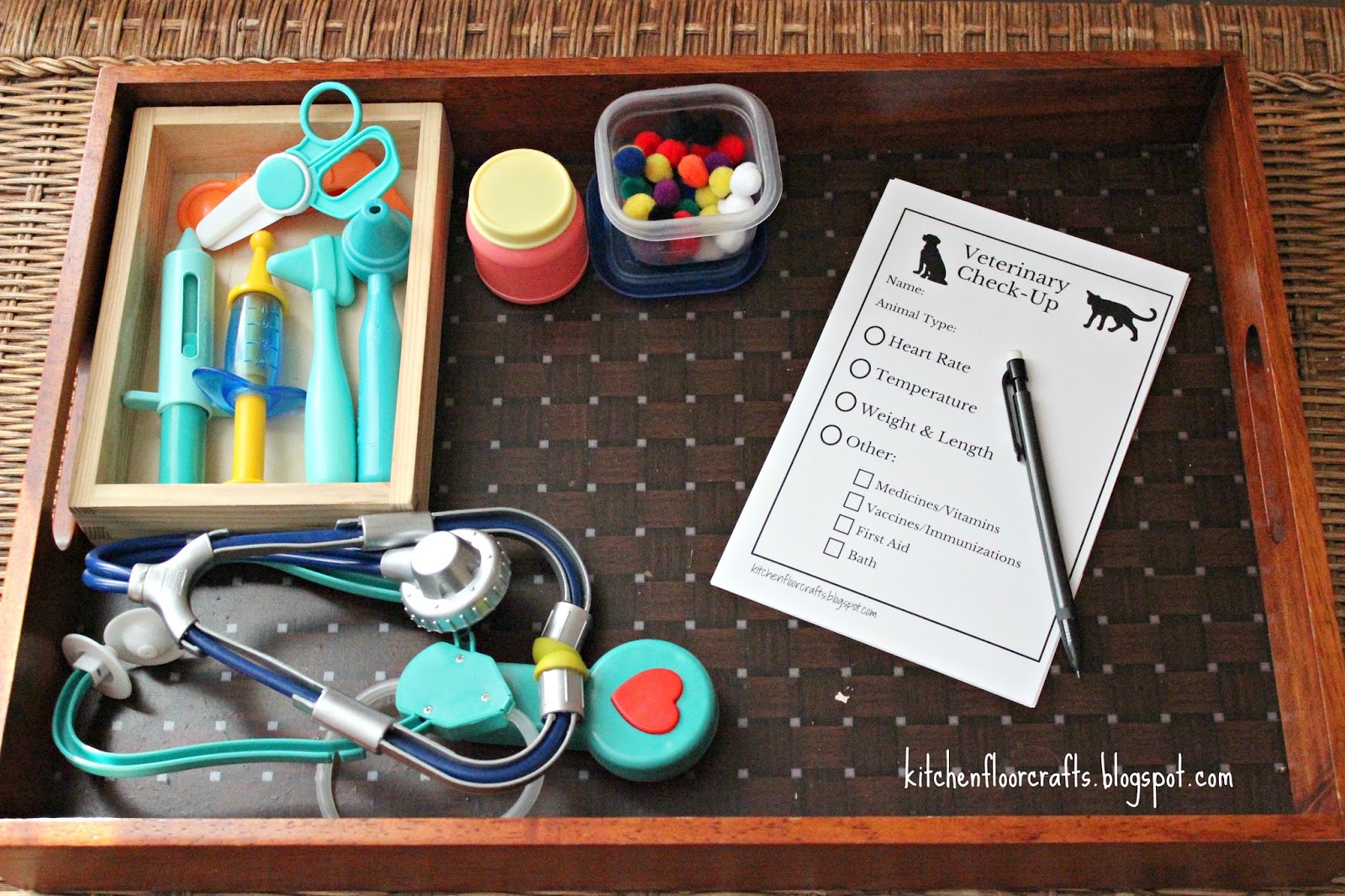 Kitchen Floor Crafts: Veterinary Clinic Imaginary Play