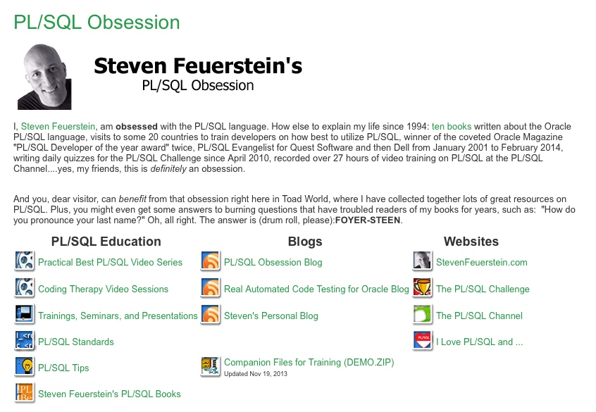 No More Plsql Obsession By Steven Feuerstein On Toadworld