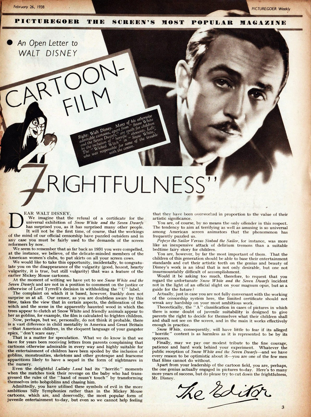 Filmic Light - Snow White Archive: 1938 Picturegoer Magazine on UK ...