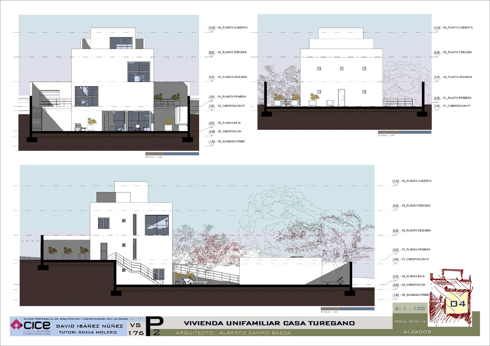 mundo 3d: 3ª PRACTICA CON REVIT. PRESENTACIÓN CASA TURÉGANO. ARQUITECTO ...