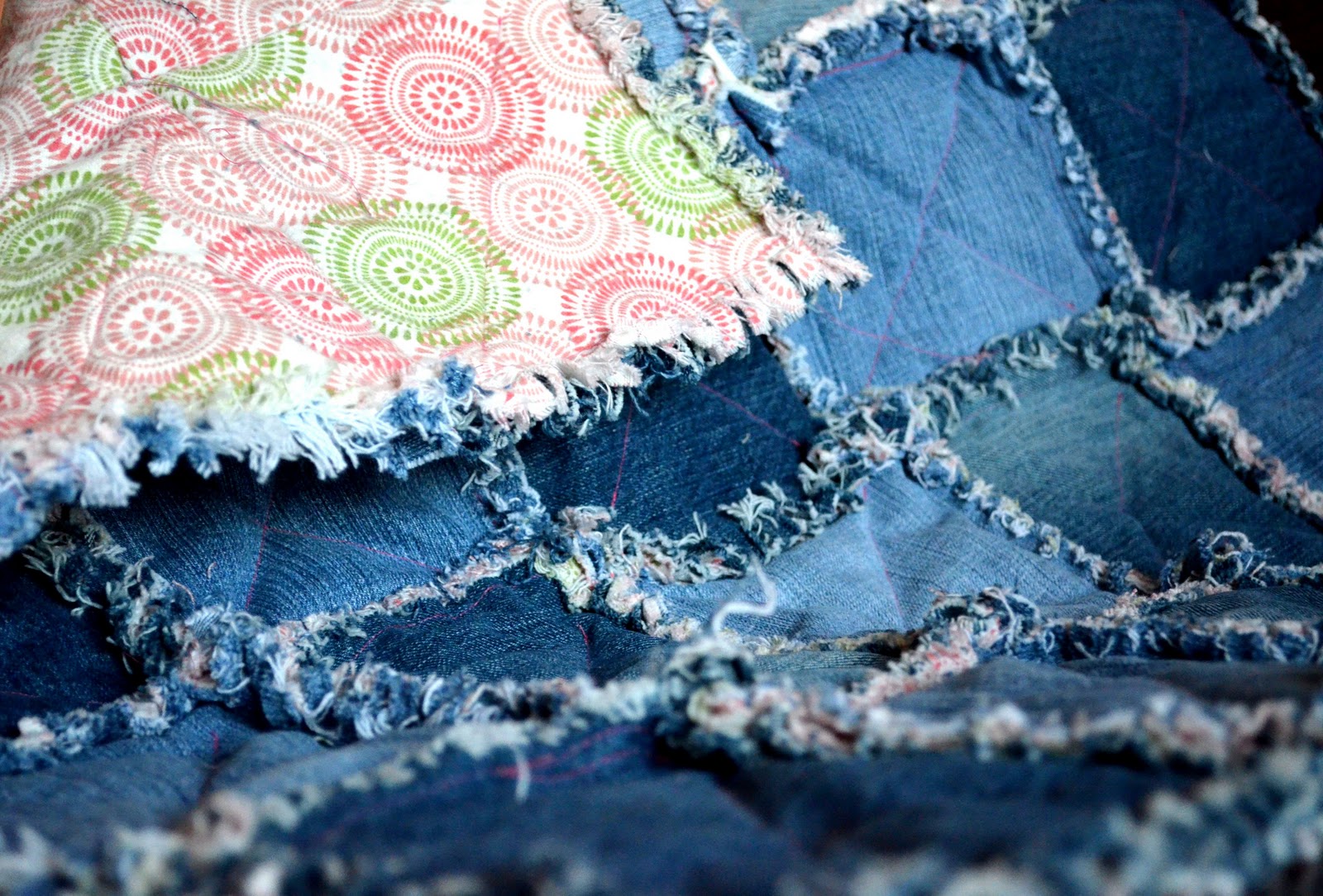 Life's Innings: Denim Rag Quilt