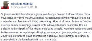 Absalom Kibanda Andika Ujumbe wa Kumshukuru Mkewe-Very Touching | UDAKU ...