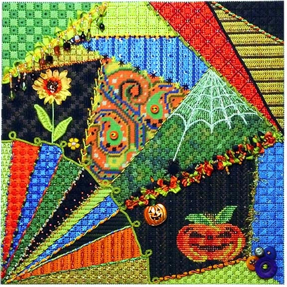 Kelly Clark Needlepoint Handbook: Halloween Crazy Quilt is Done!