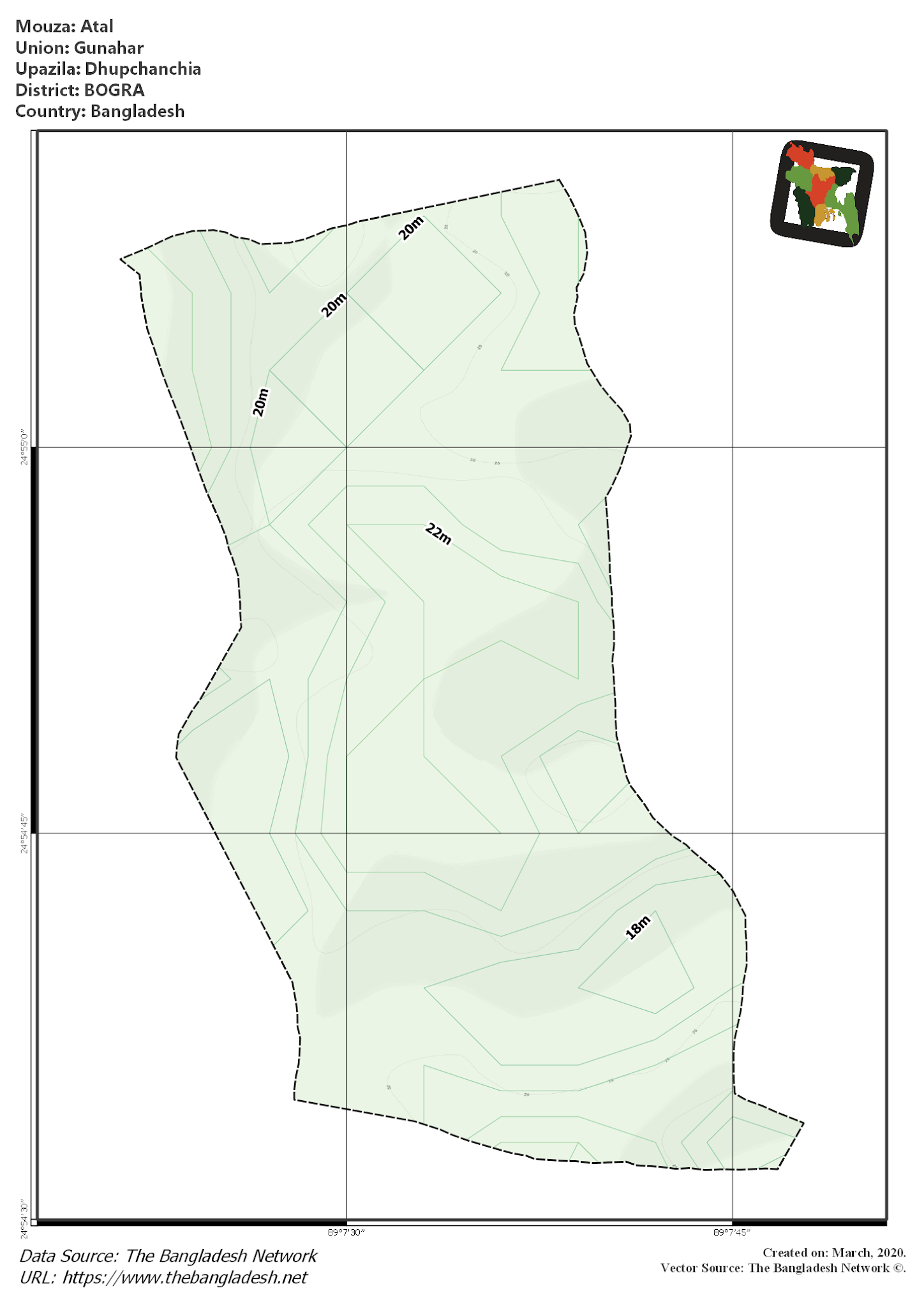 Map of Atal Mouza, Dhupchanchia, Bogra