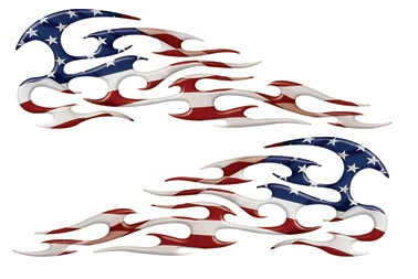 Tribal Flames of the American Flag for Motorcycle or Bike Helmet