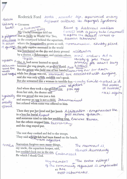 2015-17 A Level English: 'Giuseppe' by Roderick Ford