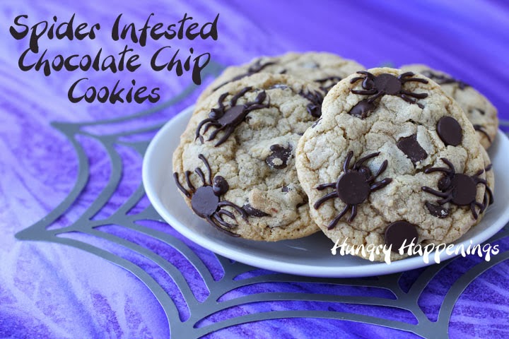 Spider Infested Chocolate Chip Cookies - Creepy Halloween Treats