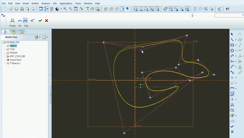 วิธีการใช้คำสั่งSpline Curve Tool เพื่อเขียนสเกตในโปรแกรมPro/Engineer ...