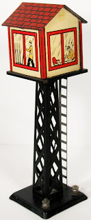Toys and Stuff: Marx #413A Switchman Tower Cream & Red Litho w/Black Tower