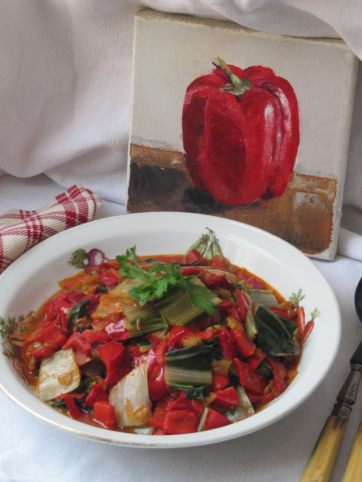 La cuisine d'ici et d'ISCA: Poêlée de blettes aux poivrons