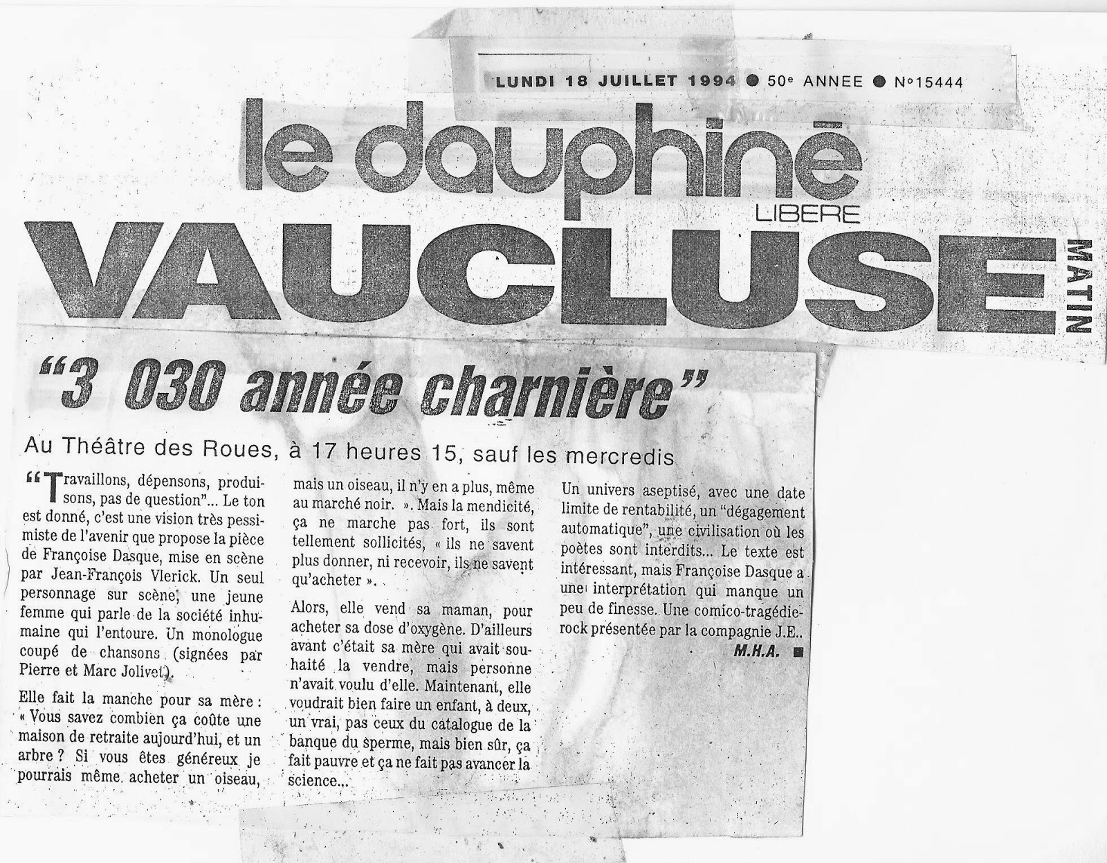 Françoise Dasque: 3030 ANNEE CHARNIERE