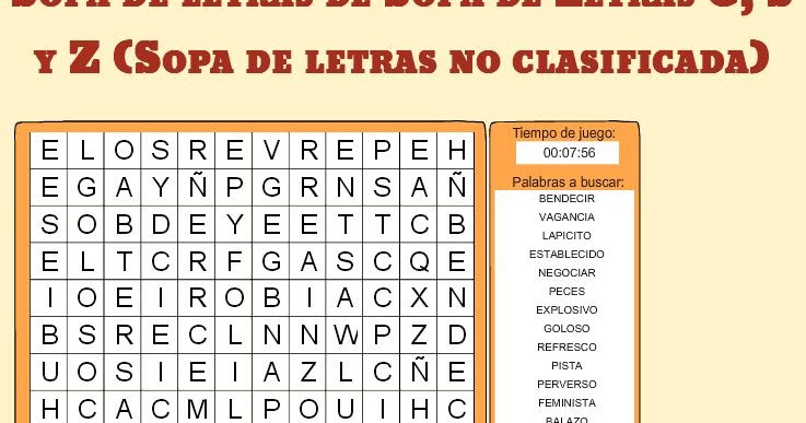 Ortografía para niños: Sopa de letras con C, S y Z