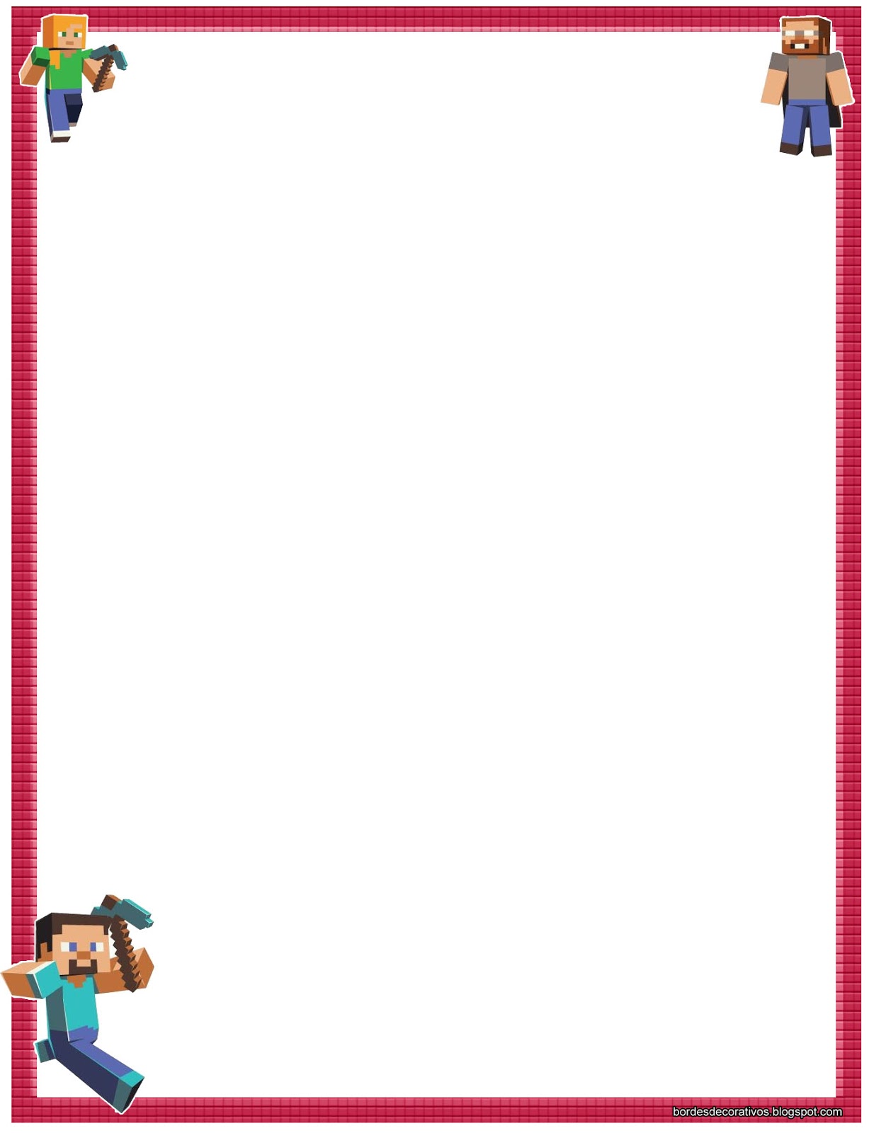 Bordes Decorativos: Bordes decorativos de hojas de Minecraft para imprimir