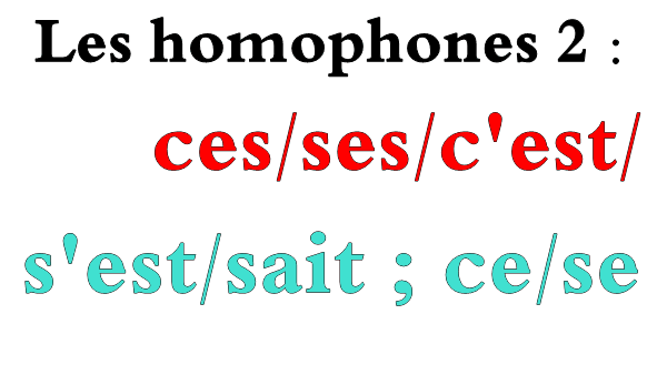 Les homophones 2 : ces/ses/c'est/s'est/sait ; ce/se
