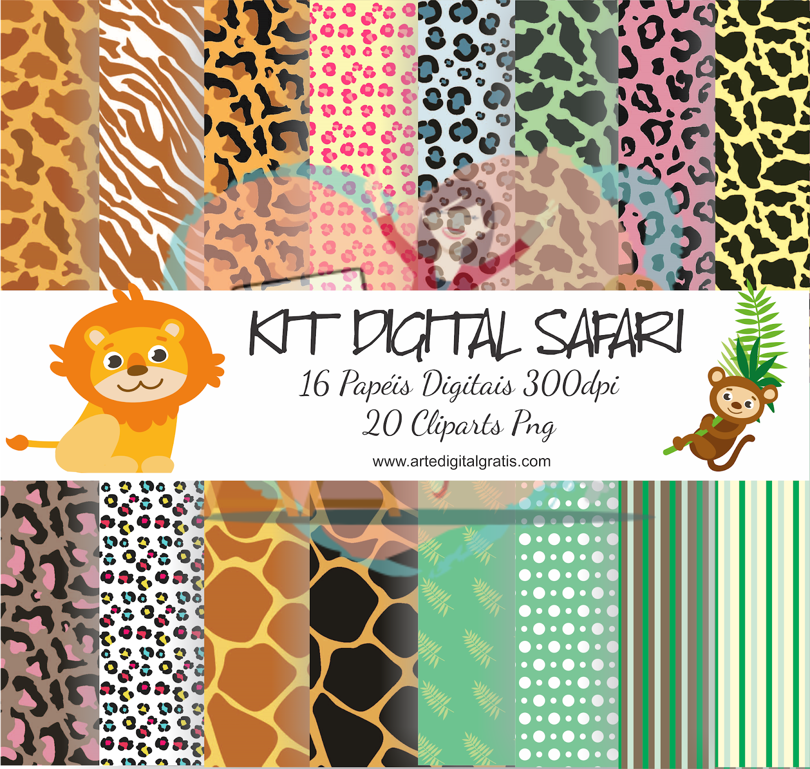 KIT DIGITAL SAFARI GRÁTIS - Artes Digitais Grátis