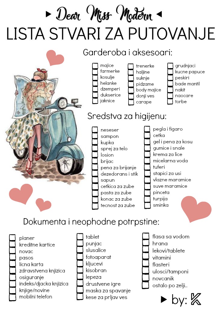 DMM lista stvari za putovanje - d e a r | m i s s | m o d e r n
