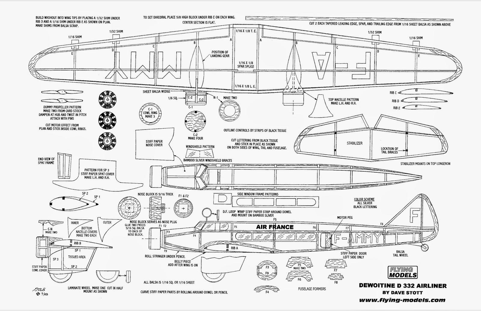 CHUCK GLIDER: Plan Dewoitine D 332 Airliner