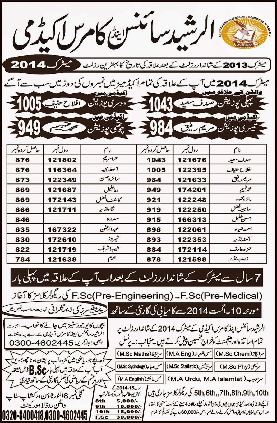 RECORDS ~ AL-RASHEED ACADEMY