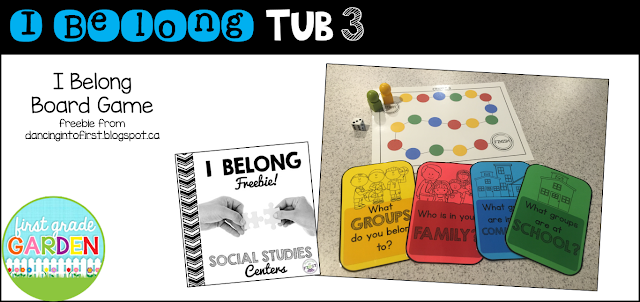 First Grade Garden: Social Studies Explore Tubs - I Belong