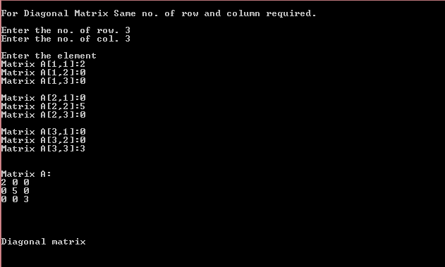Diagonal Matrix in C# | Zero C#