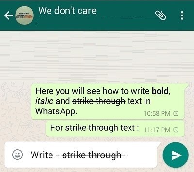 How to change text in whatsapp