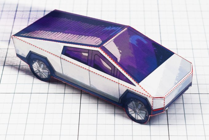 Super Punch: Tesla Cybertruck paper toy
