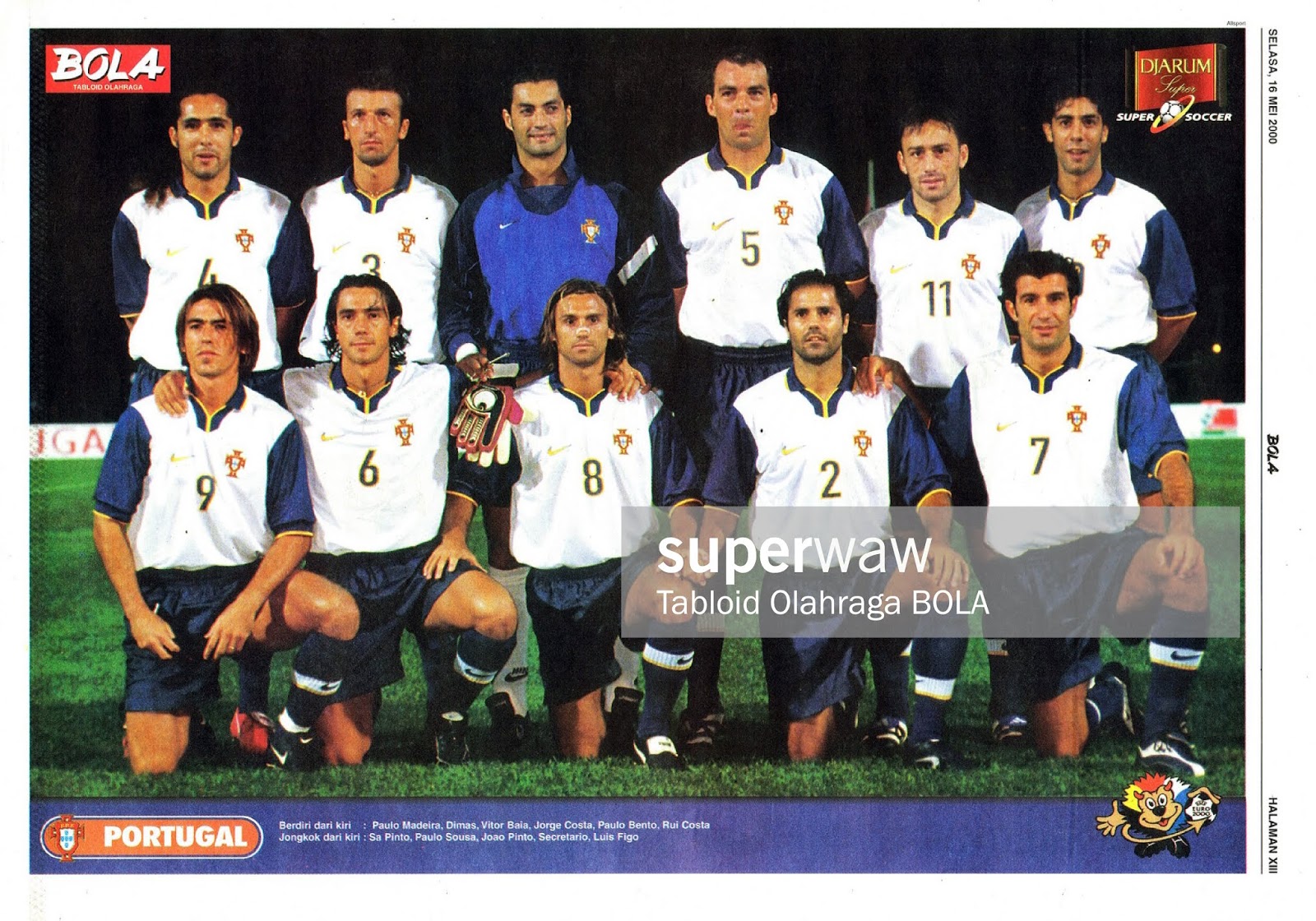 POSTER TIM NASIONAL PORTUGAL 2000