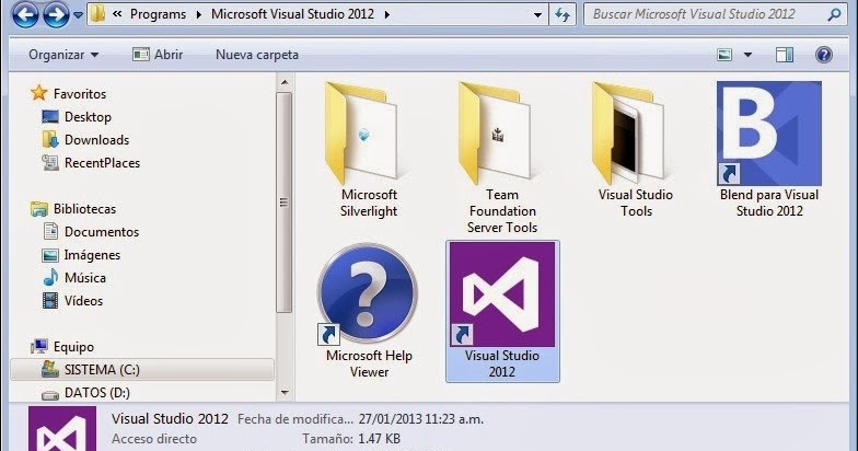 Primer Proyecto en Visual C# (Versión 2012) - Programación en Microsoft Visual Studio .Net