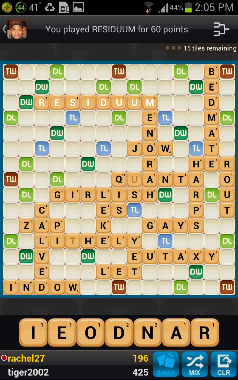 Scrabble Clone Games: tiger2002 top 10 play of the week (Jun 6-12)