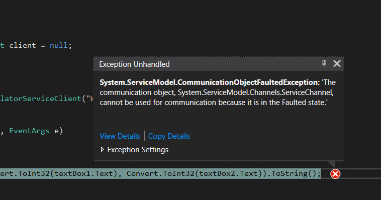Rohit Bhasin: ASP.NET ERROR : System.ServiceModel.CommunicationObjectFaultedException: 'The ...