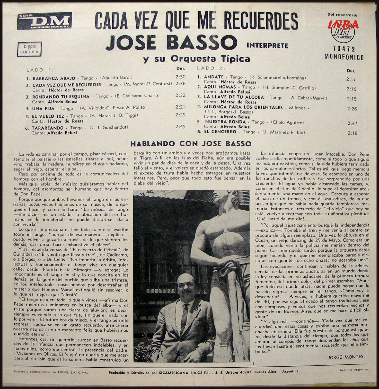 La nova Botica del Aleman.: Tango - José Basso - Cada vez que me recuerdes
