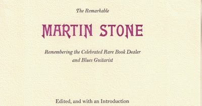 BOOKTRYST: New Book: The Remarkable Martin Stone