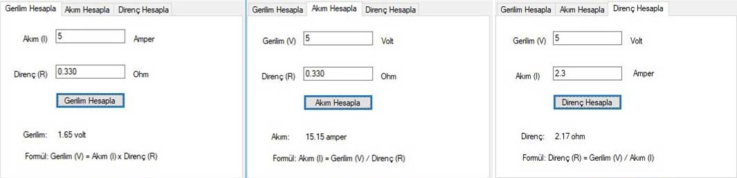 C SHARP FORM – GERİLİM, AKIM, DİRENÇ HESAPLAMA | RAMAZAN MENTE