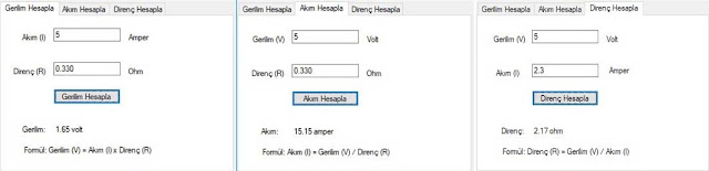 C SHARP FORM – GERİLİM, AKIM, DİRENÇ HESAPLAMA | RAMAZAN MENTE
