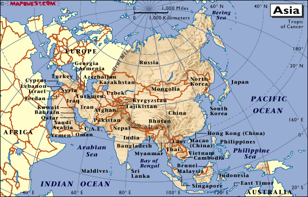 Map Of Asia Countries And Cities
