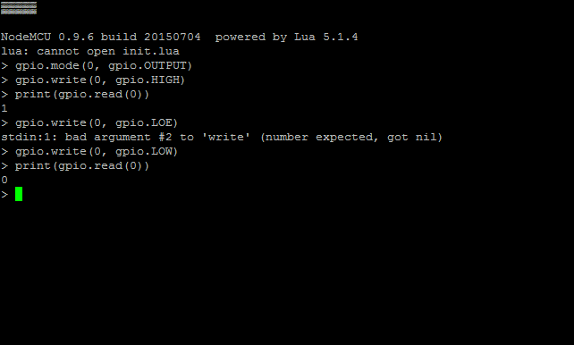 Arduino-er: Test NodeMCU onboard LED in Lua shell