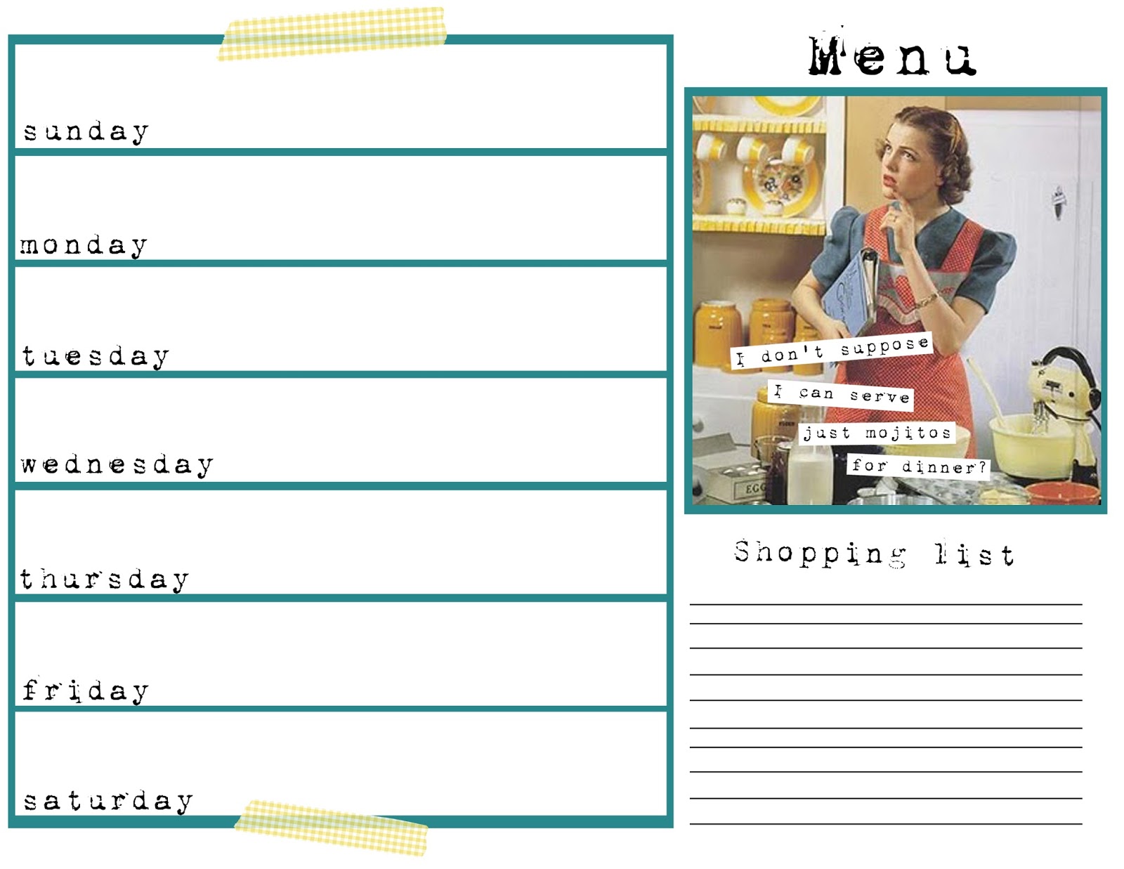 Anne Taintor Inspired Menu Planner & Recipe Cards {printable} | Averie ...